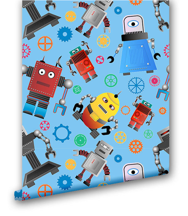 Blue Robot Wallpaper For Kids. - Wallpapers.com